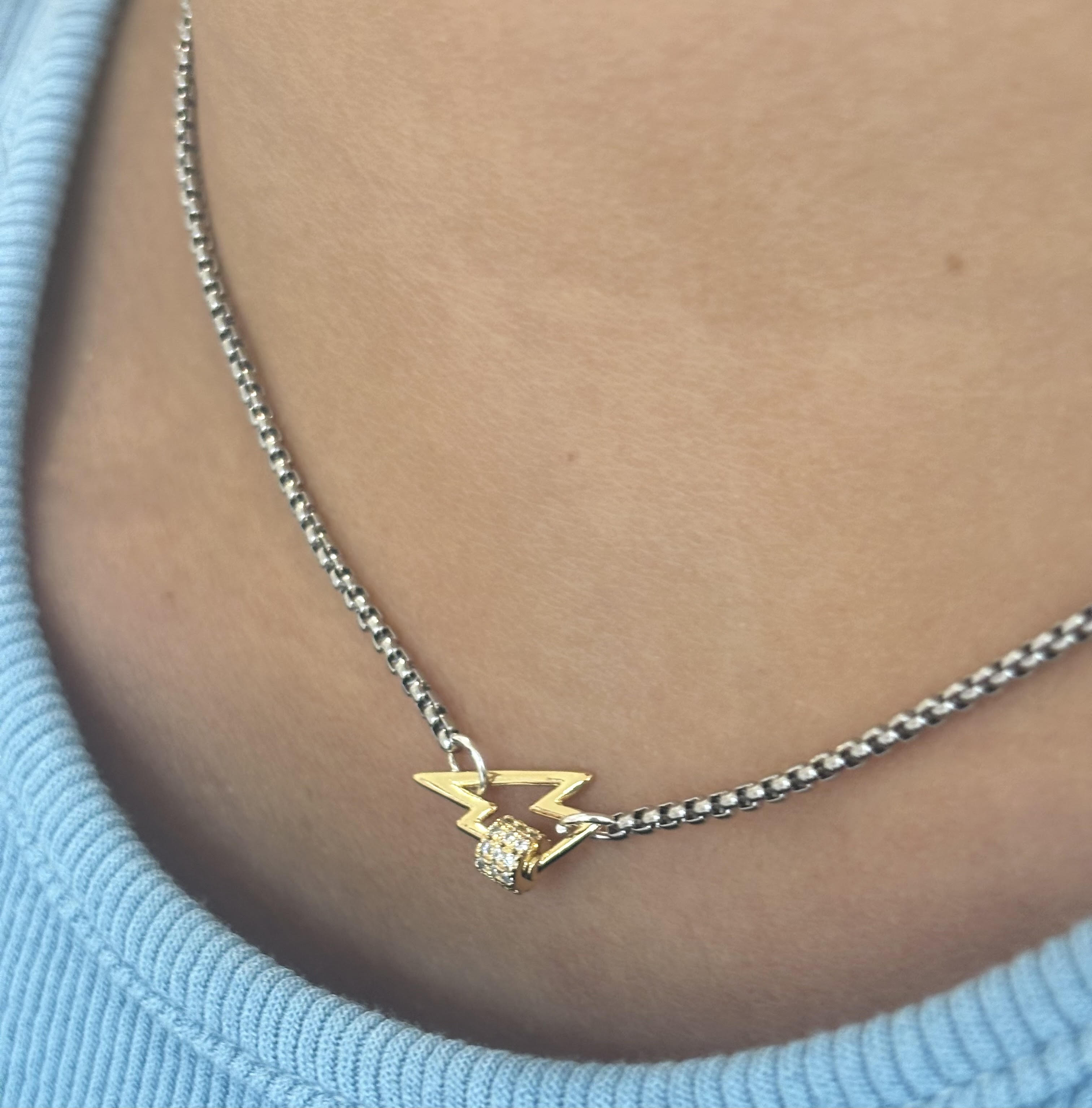 Mini sparkle lightning lock – Nora James Jewelry